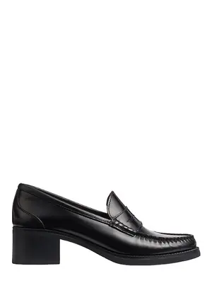 LK BENNETT Manon Leather Heeled Loafers - Bla-black