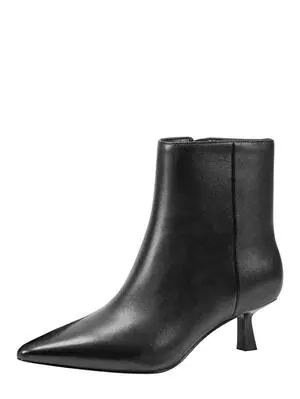 Marc Fisher Leather Kitten Heel Booties - Black