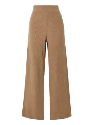 Le Kasha Banvir Ribbed Wide-leg Pants - Brown