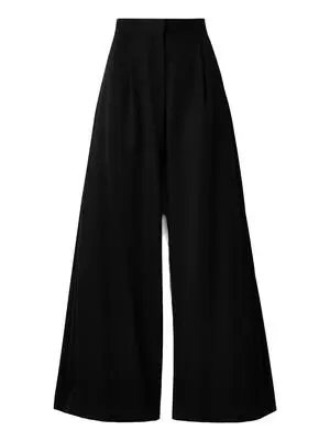 THE ROW Paras Pleated Wool-twill Wide-leg Pants - Black