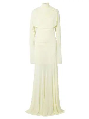 Proenza Schouler Paula Draped Jersey Turtleneck Maxi Dress - Yellow
