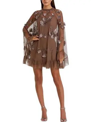 Mac Duggal Embellished A-line Mini Dress - Chocolate