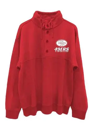 Junk Food Clothing Nfl San Francisco 49ers Mock 1/4 Button Up - Licorice