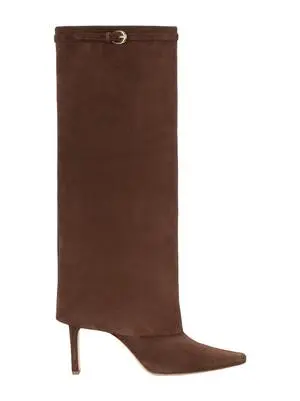 Staud Wally 90mm Suede Foldover Boots - Mahogany