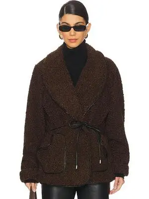 Simkhai Kimia Sherpa Tie Waist Jacket - Brown