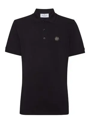 Philipp Plein Logo-patch Cotton Polo Shirt - Black