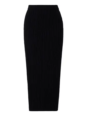 Max Mara Ribbed Wool-blend Maxi Skirt - Black