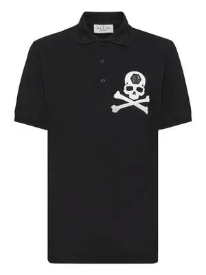 Philipp Plein Logo-print Cotton Polo Shirt - Black