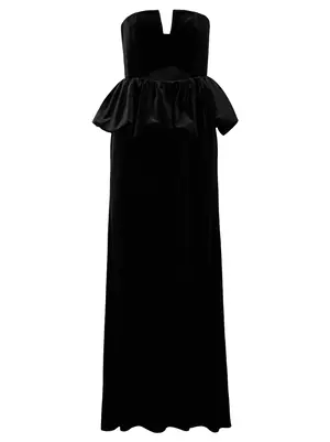SELF-PORTRAIT Strapless Velvet Maxi Dress - Black