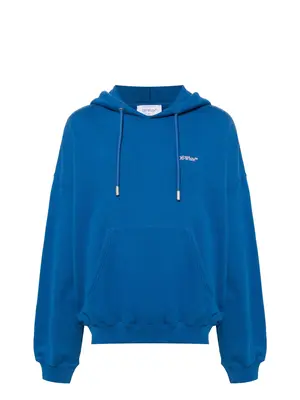Off-White Cotton Hoodie - Blue