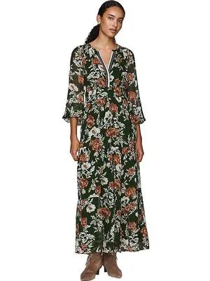 THE SOMERSET COLLECTION BY ANTHROPOLOGIE Chiffon Maxi Dress - Green Pattern