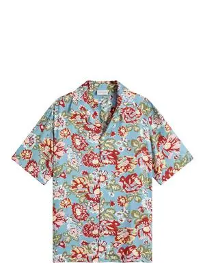 Drole De Monsieur Peony Print Vacation Shirt - Blue