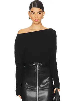 Simkhai Lavina Draped Off Shoulder Sweater - Black