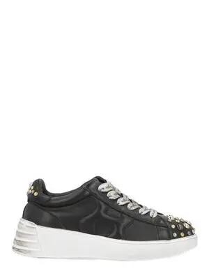 Hogan Leather Sneakers With Studs - Black