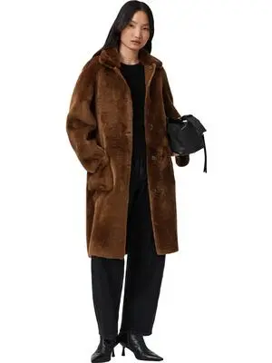 ALLSAINTS Serra Reversible Shearling Coat - Brown
