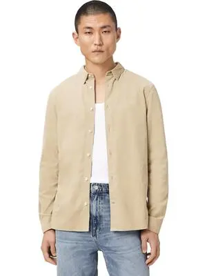 ALLSAINTS Birchwood Ramskull Long Sleeve Corduroy Shirt - Brown