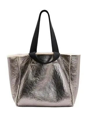 All Saints Izzy Reversible Shearling Tote Bag - Taupe