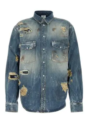 Vetements Distressed Denim Shirt - Blue