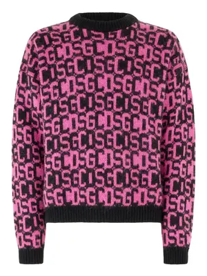 Gcds Intarsia-knit Logo Jumper - Black