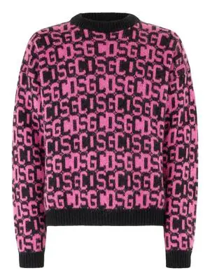 Gcds Intarsia-knit Logo Jumper - Black
