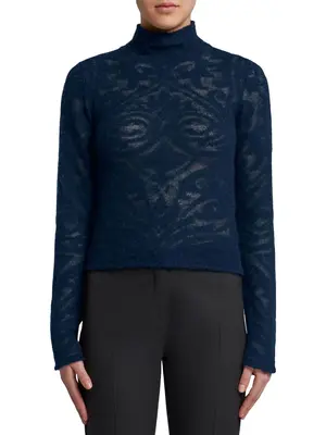 Etro Roll Neck Jacquard Sweater - Blue
