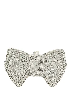 DUNE Enchant Bow Diamante-embellished Clutch - Silver Diamantes