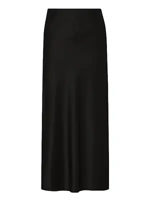 MALINA Aubree High-rise Satin Midi Skirt - Black