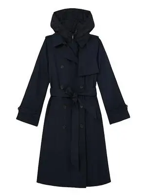 REISS Azura Double-breasted Woven Trench Coat - Navy