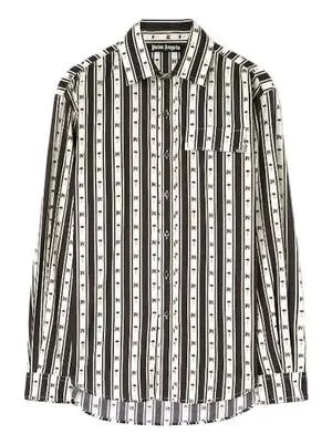 Palm Angels Stripes Monogram Shirt - Off White/black