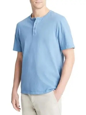 Vince Regular Fit Short Sleeve Henley Tee - Washed Lake View