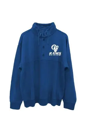 Junk Food Clothing Nfl Los Angeles Rams Mock 1/4 Button Up - Blue
