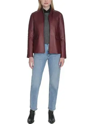 Cole Haan Leather Jacket - Burgundy