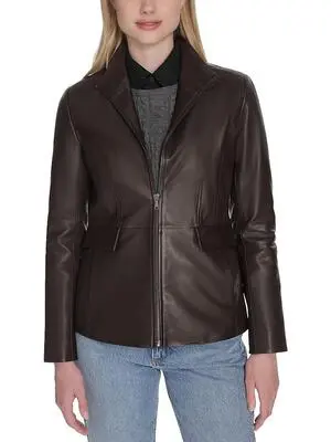 Cole Haan Leather Jacket Dark Espresso
