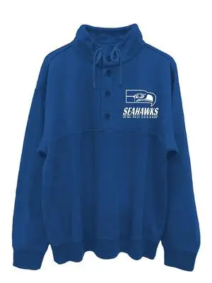 Junk Food Clothing Nfl Seattle Seahawks Mock 1/4 Button Up - Blue