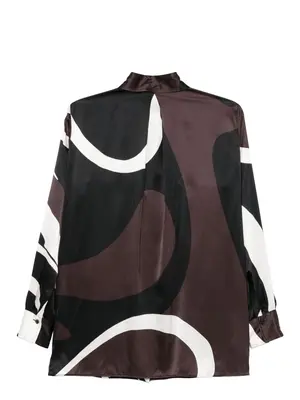 Kiton Abstract-print Silk Shirt - Brown