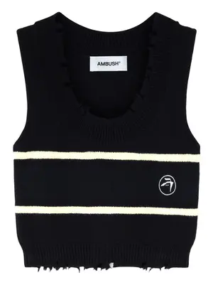 AMBUSH Raw-cut Knitted Top - Black