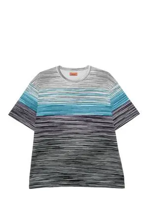 Missoni Logo-rubberised Striped T-shirt - Blue