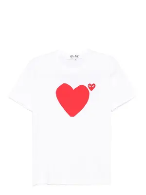 Play Comme Des Garcon Heart-print T-shirt - White
