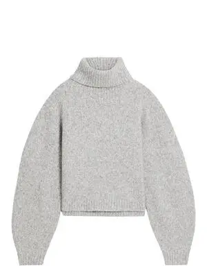 Helmut Lang Mélange Merino Wool-blend Turtleneck Sweater - Light Gray
