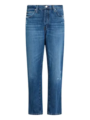 FRAME Le Mec High-rise Straight-leg Jeans - Dark Denim