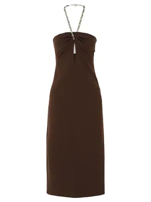 Attico Giona Cutout Halterneck Dress - Chocolate