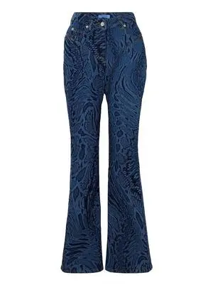 MUGLER Printed Mid-rise Flared Jeans - Mid Denim