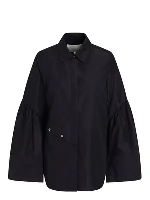 3.1 Phillip Lim Button-detailed Cotton-blend Poplin Shirt - Midnight Blue