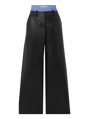 HALFBOY HALFBOY Cotton And Leather Wide-Leg Pants