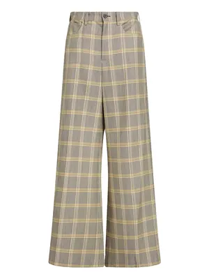 Marni Checked Wool-blend Wide-leg Pants - Black