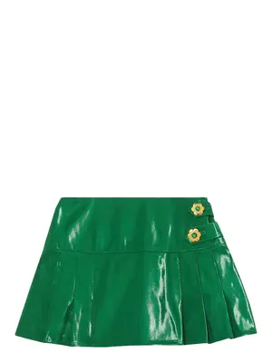 MISS SOHEE Embellished Pleated Metallic Mini Skirt - Green