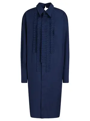 Marni Ruffled Cotton-poplin Shirt Dress - Navy
