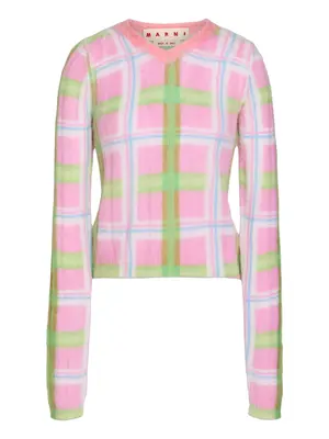 Marni Checked Knitted Sweater - Pink