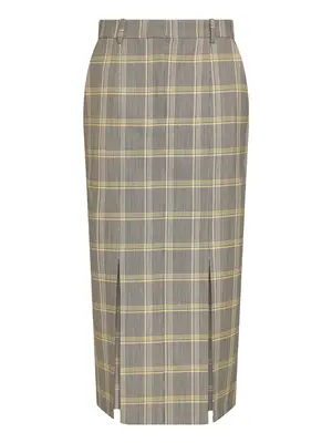 Marni Checked Wool-blend Midi Skirt - Black