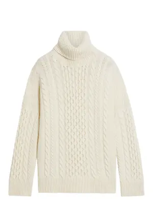 &daughter &Daughter Annis Cable-Knit Turtleneck Sweater Ivory